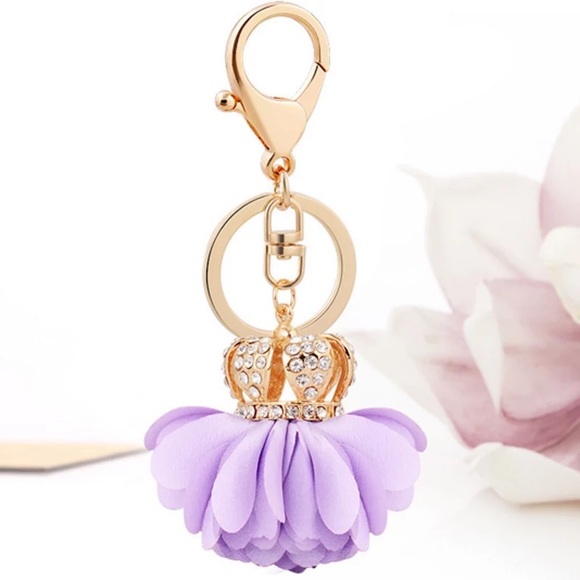 Accessories | Elegant Gold Crystal Crowned Lavender Camellia Rose ...
